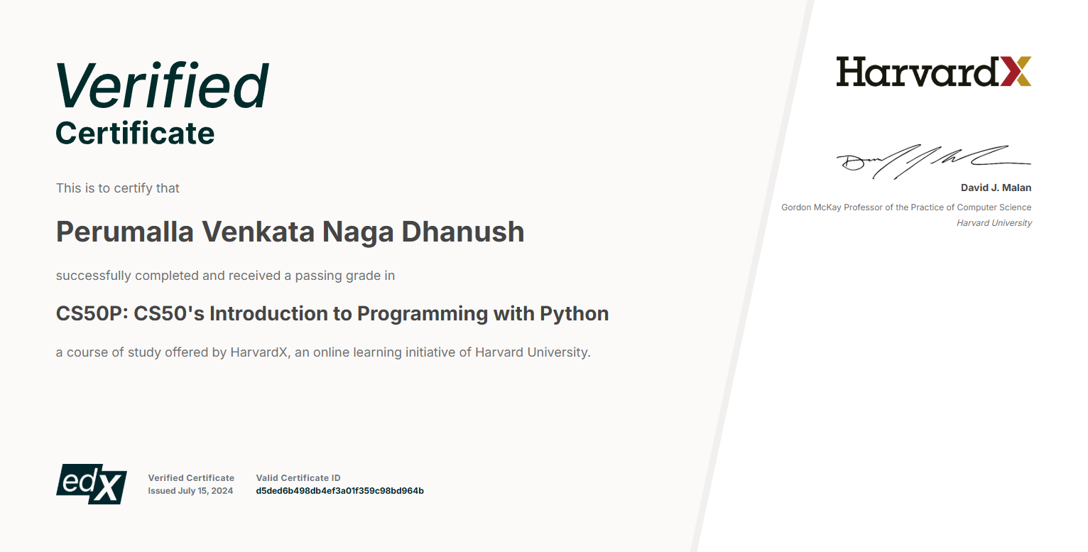 Perumalla Venkata Naga Dhanush | Full-Stack & AI Developer Portfolio